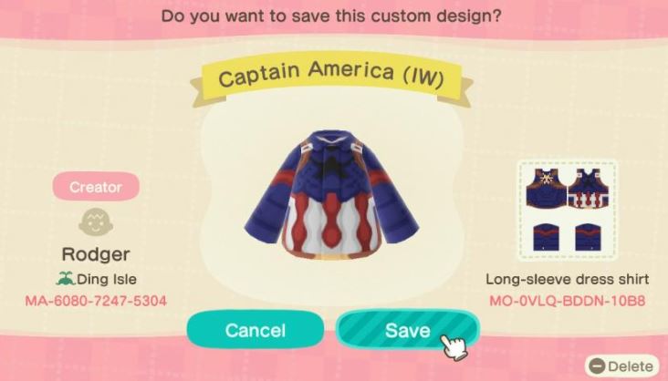 Animal Crossing New Horizons: clothing codes inspired by Disney, Marvel ...