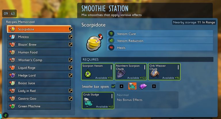All Smoothie Recipes in Grounded 2