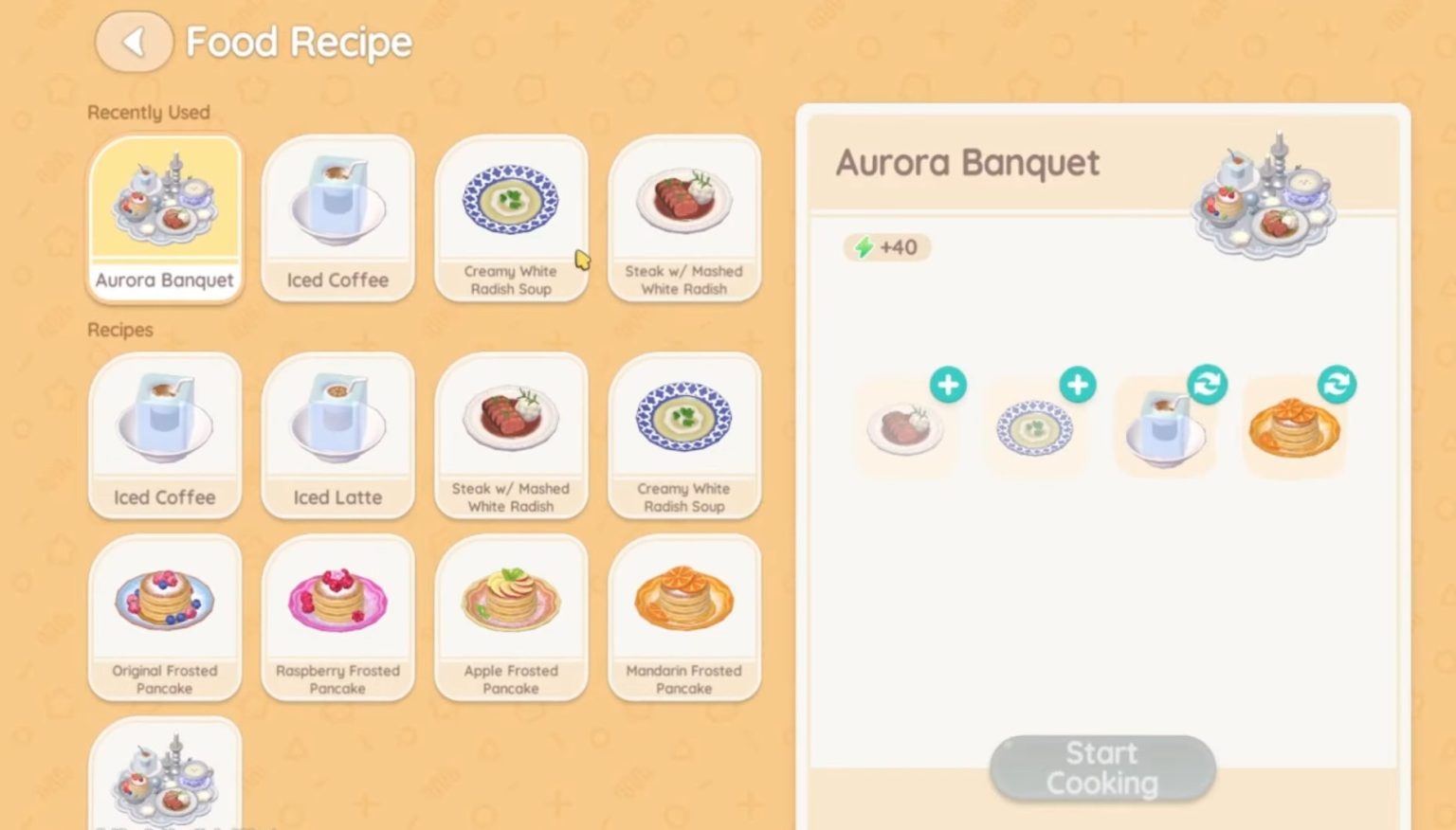 All Winter Frost Season Cooking Recipes in Heartopia